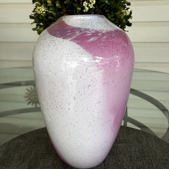 Accents | Vintage Incased Art Glass Pink White Swirl 11 Jar Vase | Poshmark